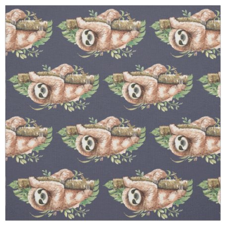 Funny Sloth Fabric | Zazzle