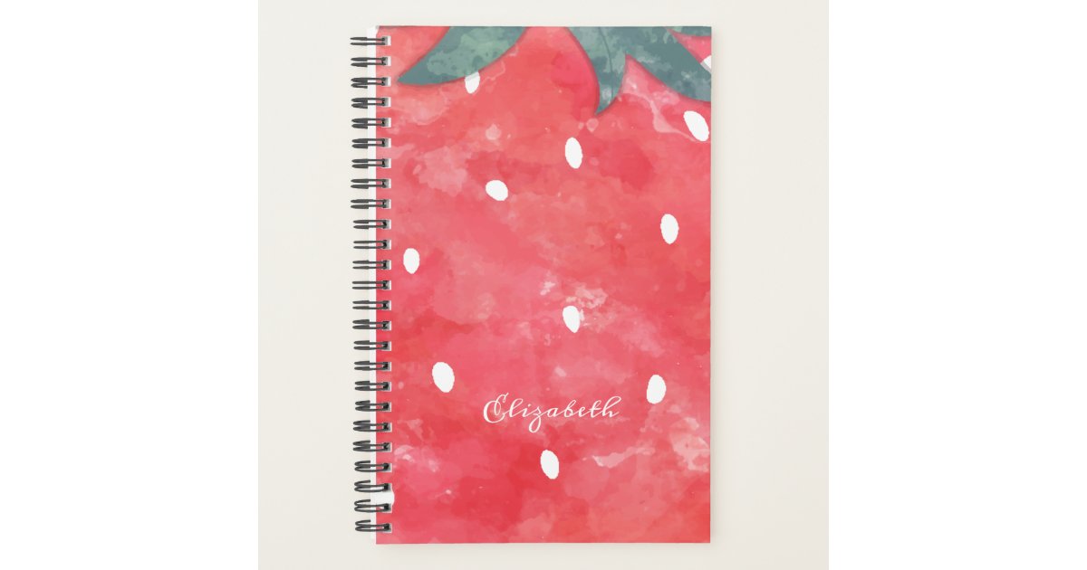 Cute Watercolor Strawberry Planner | Zazzle
