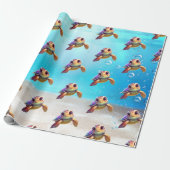 Cute Watercolor Turtle Under the Sea Birthday Wrapping Paper | Zazzle