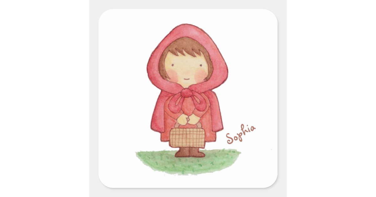Cute Watercolour Red Riding Hood Sticker | Zazzle