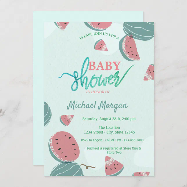 Cute Watermelon Baby Shower Invitation | Zazzle