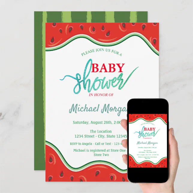 Cute Watermelon Baby Shower Invitation | Zazzle