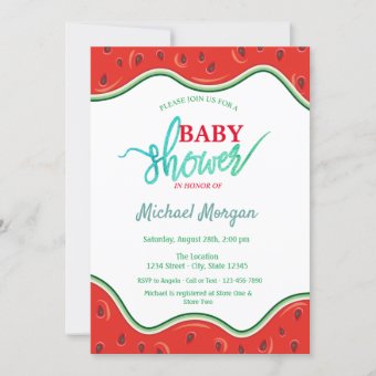 Cute Watermelon Baby Shower Invitation | Zazzle