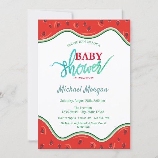 Cute Watermelon Baby Shower Invitation | Zazzle