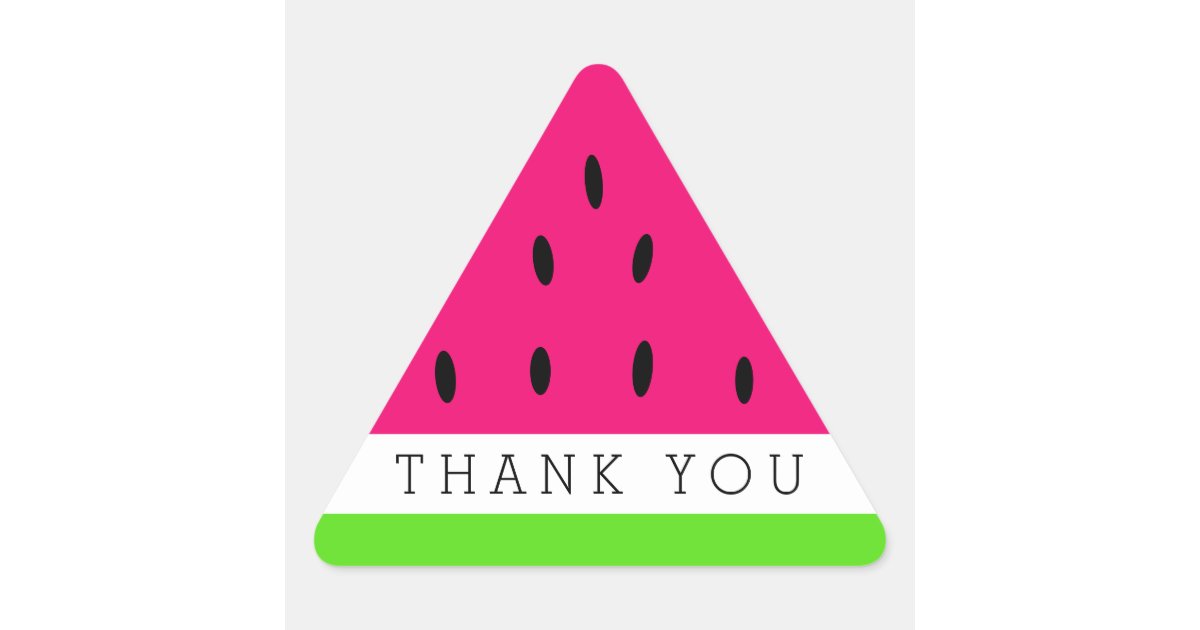 Cute Watermelon Slice Thank You Triangle Sticker | Zazzle