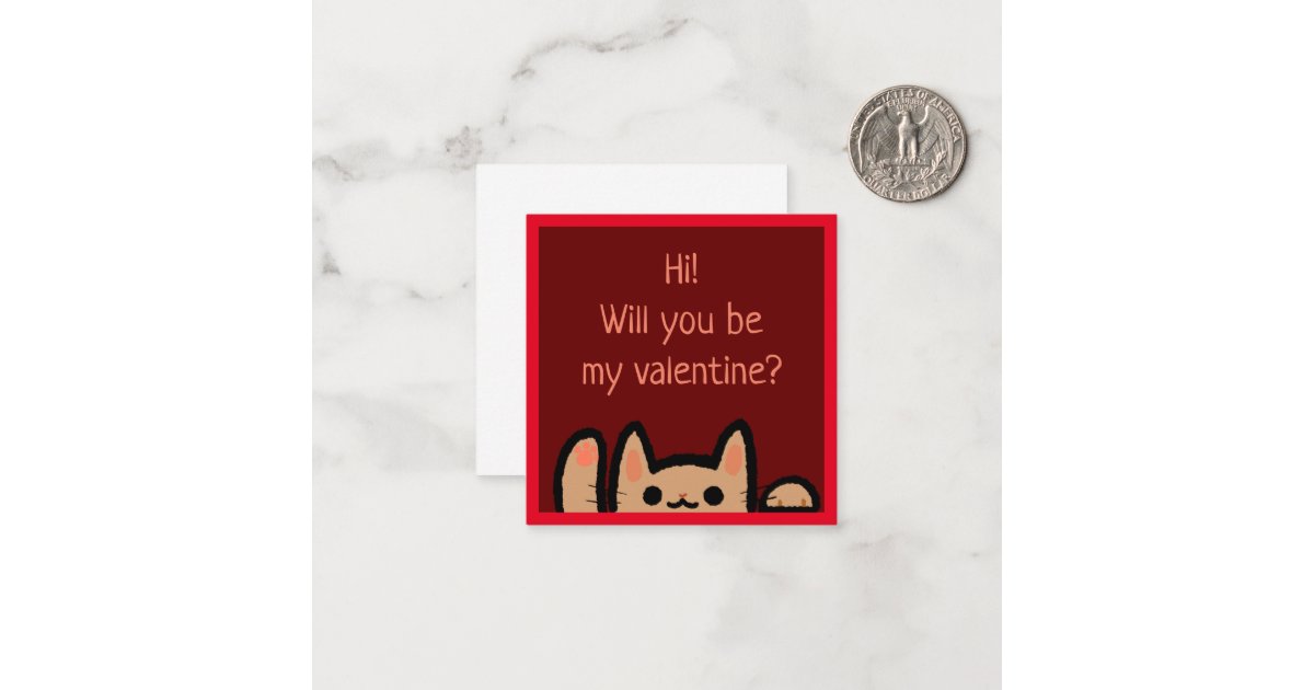 Cute Waving Cat Valentines Note Card | Zazzle