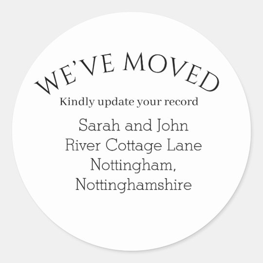 Cute We’ve Moved Announcement Black Stickers | Zazzle.com