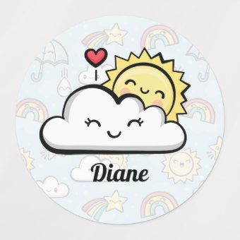 Cute Weather Waterproof Kids' Labels | Zazzle