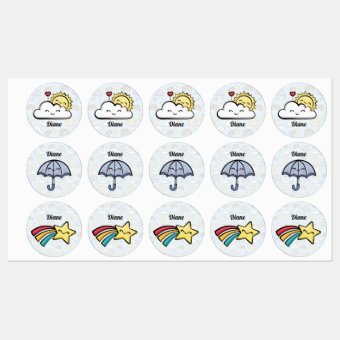 Cute Weather Waterproof Kids' Labels | Zazzle