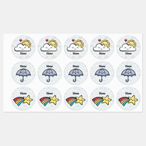 Cute Weather Waterproof Kids' Labels | Zazzle