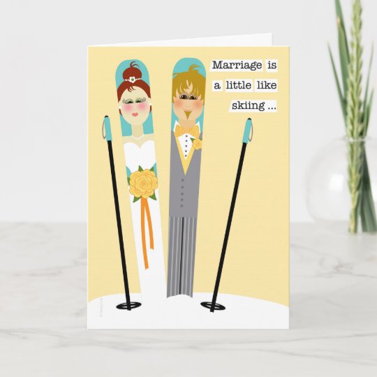 Cute Wedding Congratulations Snow Skiing Couple Card | Zazzle.com