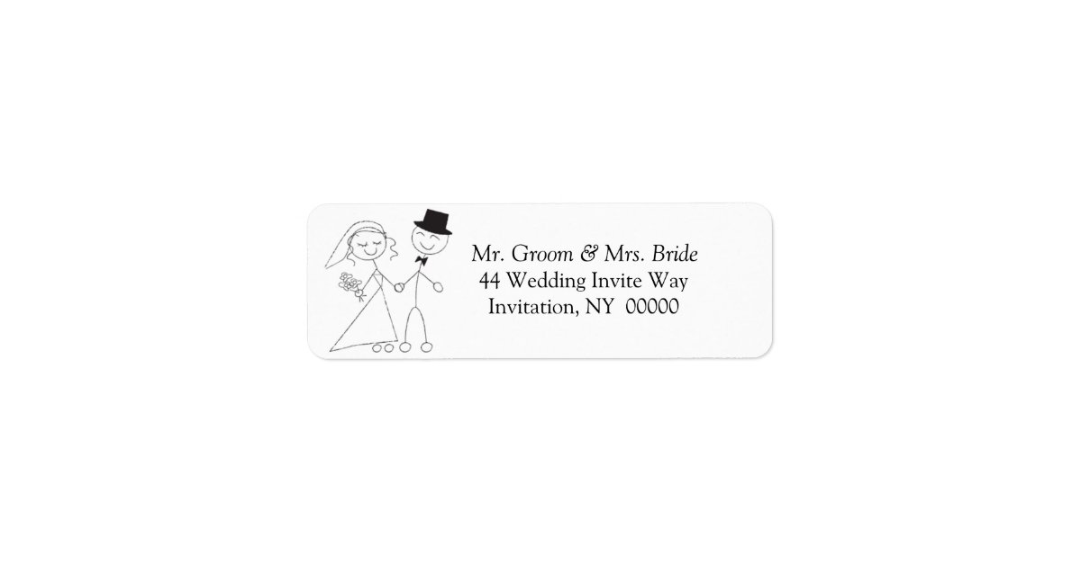 Cute Wedding Couple Return Address Label Stickers | Zazzle