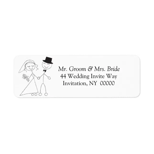 Cute Wedding Couple Return Address Label Stickers | Zazzle