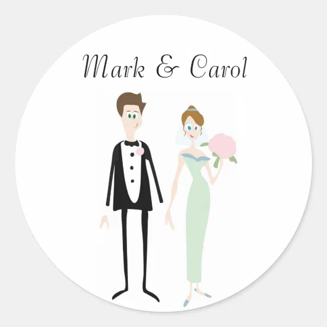 Cute Wedding Couple Stickers | Zazzle