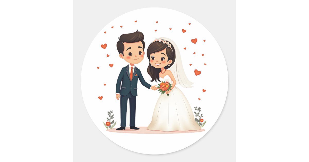 Cute Wedding Couple Stickers | Zazzle