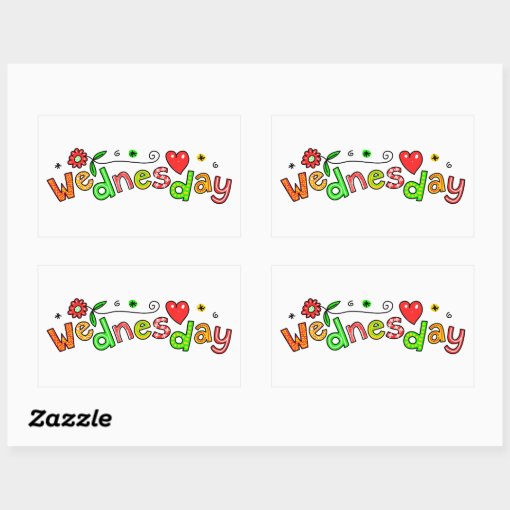 Cute Wednesday Week Day Greeting Text Expression Rectangular Sticker ...