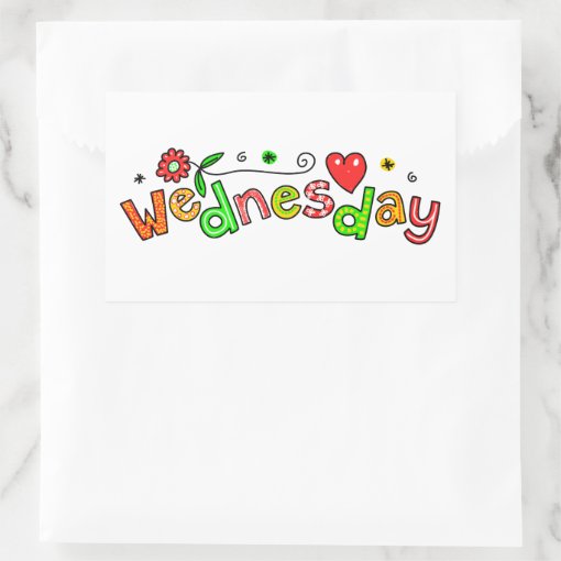 Cute Wednesday Week Day Greeting Text Expression Rectangular Sticker ...