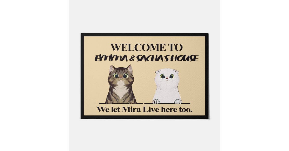 Cute Welcome To Cat Home Doormat, Custom Cat Doormat | Zazzle