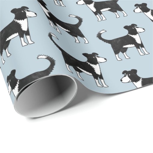 Cute Welsh Border Collie Sheep Dog Pattern Wrapping Paper | Zazzle