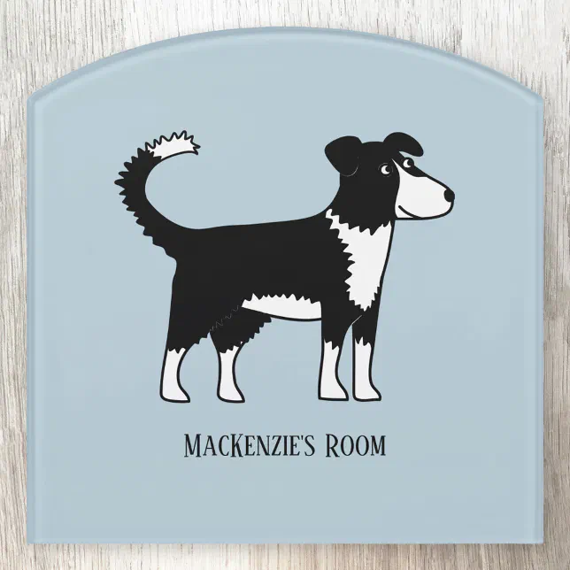 Cute Welsh Border Collie Sheepdog Custom Name Door Sign | Zazzle