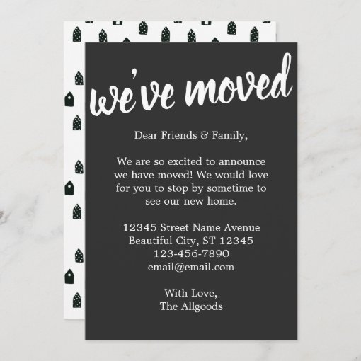 Cute We've Moved House Black Moving Announcement | Zazzle