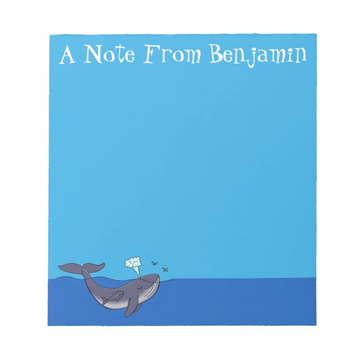 Cute whale and calf whimsical cartoon notepad | Zazzle
