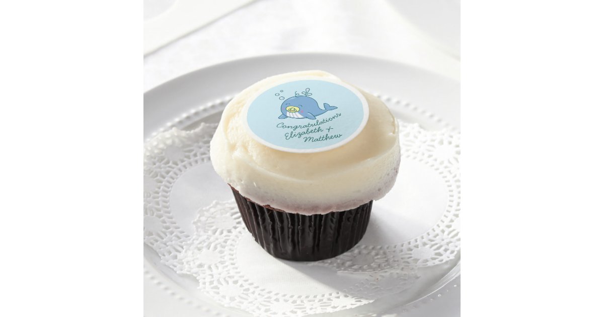 Cute Whale Baby Shower Kawaii Edible Frosting Rounds | Zazzle