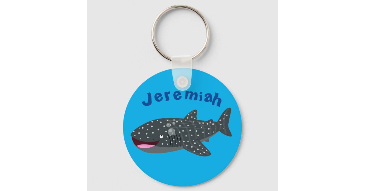 Cute whale shark happy cartoon illustration keychain | Zazzle