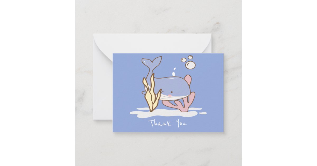 Cute Whale Thank You Note Card | Zazzle