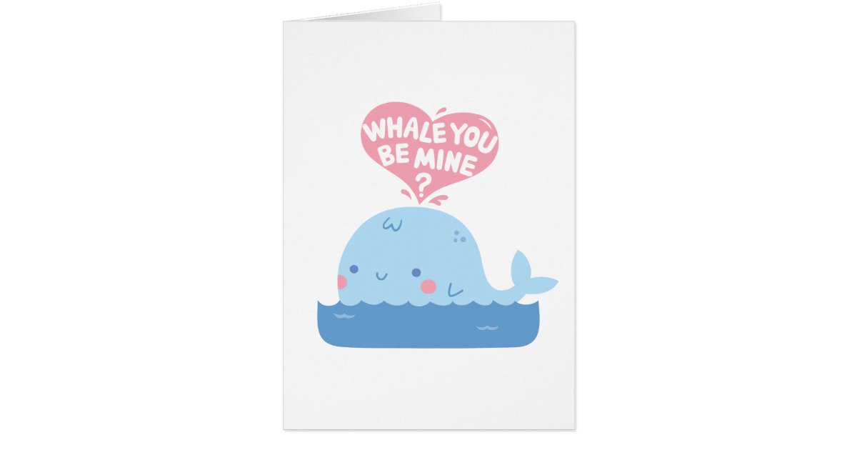 Cute Whale You Be Mine Valentines Day Greeting | Zazzle