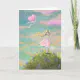 Cute Whimsical Art Girl with Heart Balloon Holiday Card | Zazzle