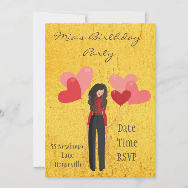 Cute whimsical balloon tween or teen girl Party Invitation | Zazzle