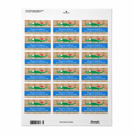 Cute Whimsical Cartoon Alligator Address Labels | Zazzle