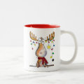 Cute Whimsical Christmas Moose Two-Tone Coffee Mug | Zazzle