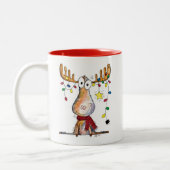 Cute Whimsical Christmas Moose Two-Tone Coffee Mug | Zazzle