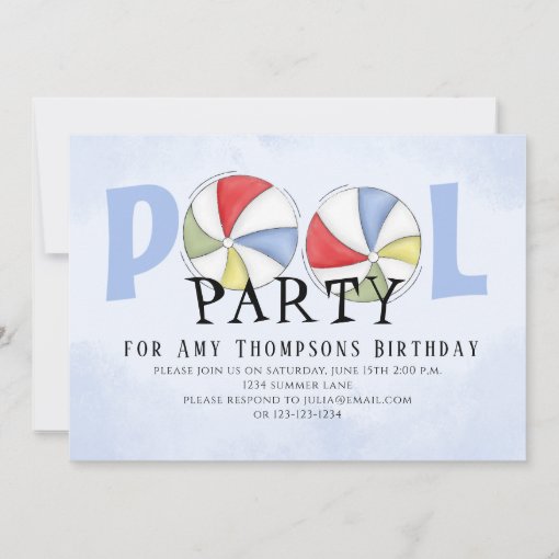 Cute Whimsical Fun Pool Party Summer QR Code Invitation | Zazzle