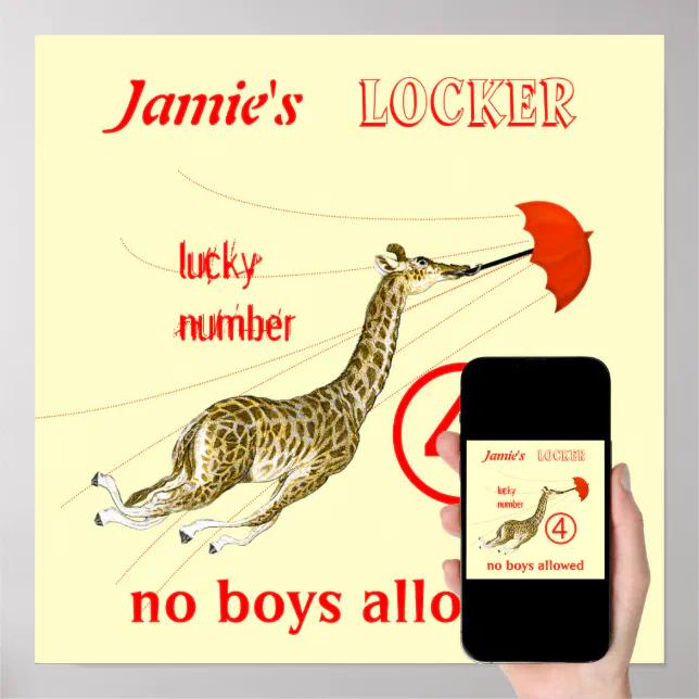 Cute Whimsical Giraffe Umbrella Locker Poster | Zazzle