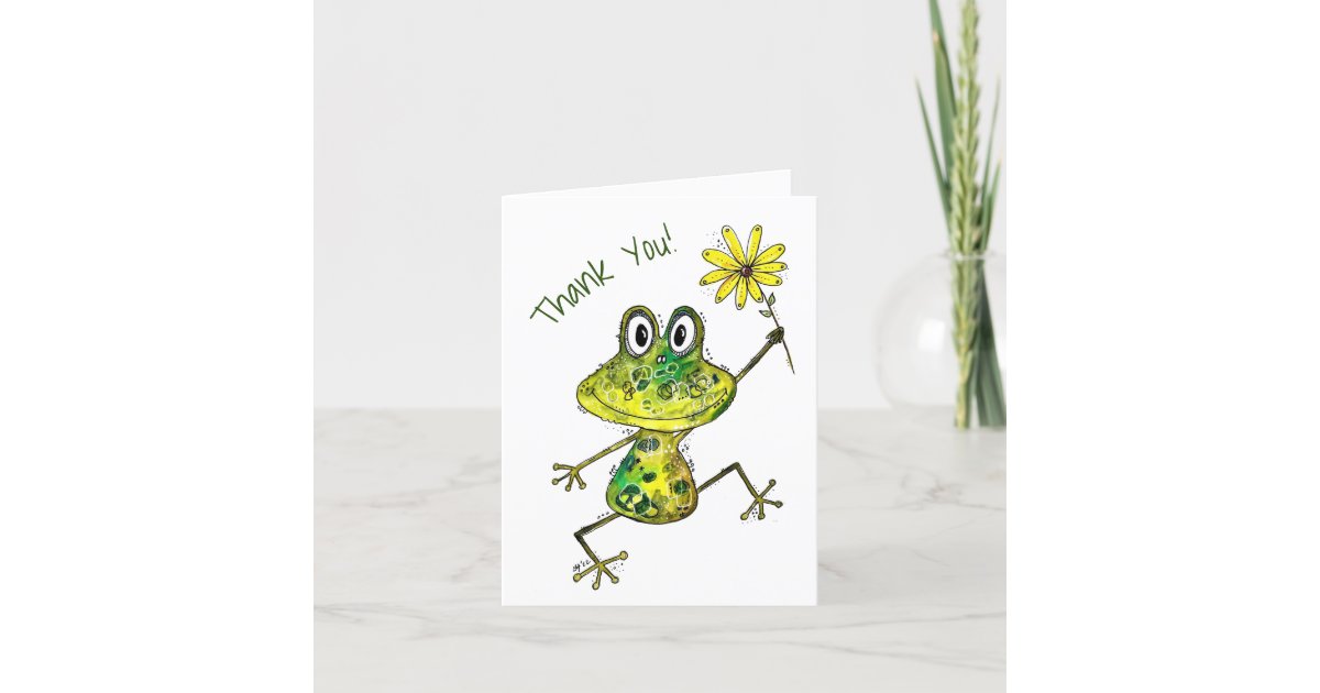 Cute Whimsical Happy Frog Thank You Card | Zazzle