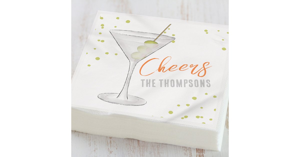 Cute Whimsical Martini Cocktail Simple Party Napkins | Zazzle