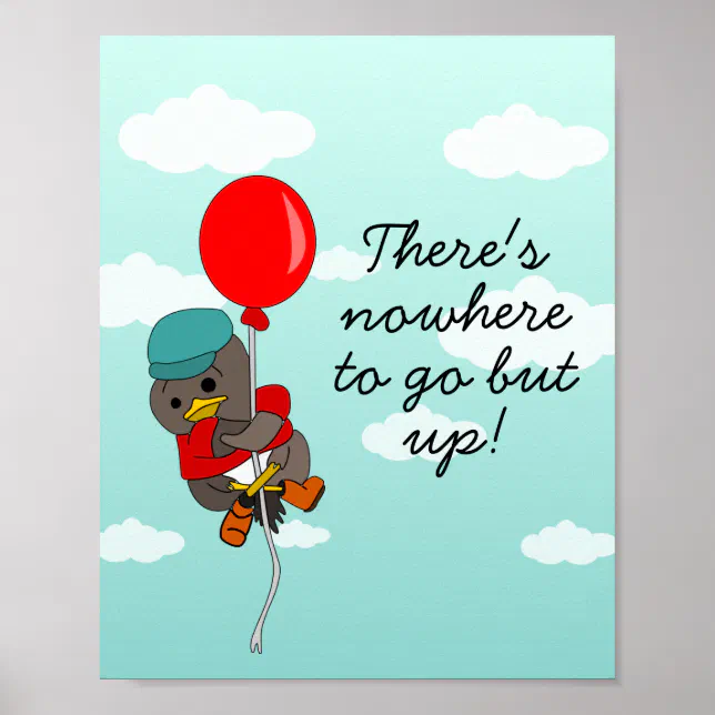 Cute Whimsical Motivational Bird Illustration Poster | Zazzle
