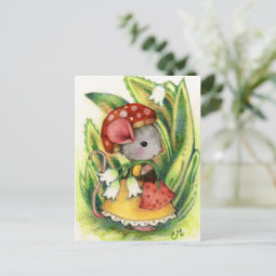 Cute Whimsical Mouse Fantasy Art Postcard | Zazzle