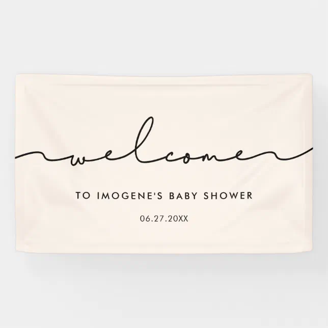 Cute whimsical script Baby shower Welcome Banner | Zazzle