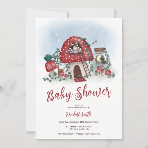 Cute whimsical woodland fairy mushroom baby shower invitation | Zazzle