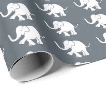Cute White Baby Elephant on Stone Gray Wrapping Paper | Zazzle