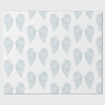 Cute White & Blue Angel Wings Wrapping Paper | Zazzle