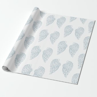 Cute White & Blue Angel Wings Wrapping Paper | Zazzle