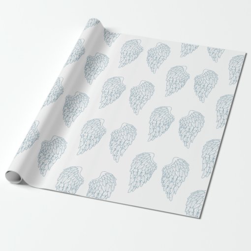 Cute White & Blue Angel Wings Wrapping Paper | Zazzle