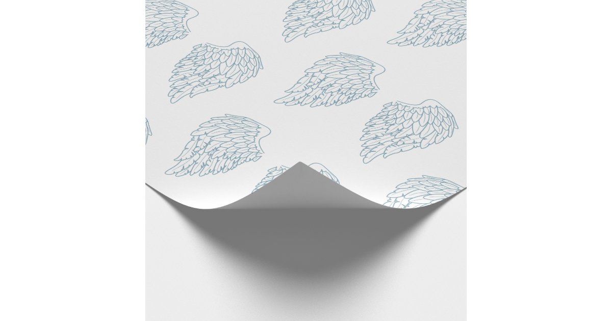 Cute White & Blue Angel Wings Wrapping Paper | Zazzle
