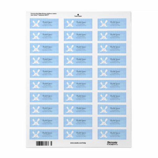 Cute White Bunny Rabbit Return Address | Baby Blue Label | Zazzle
