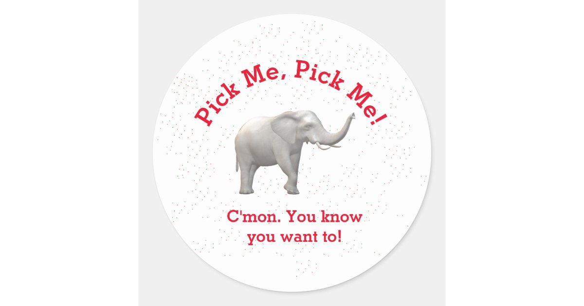 Cute White Elephant Classic Round Sticker | Zazzle